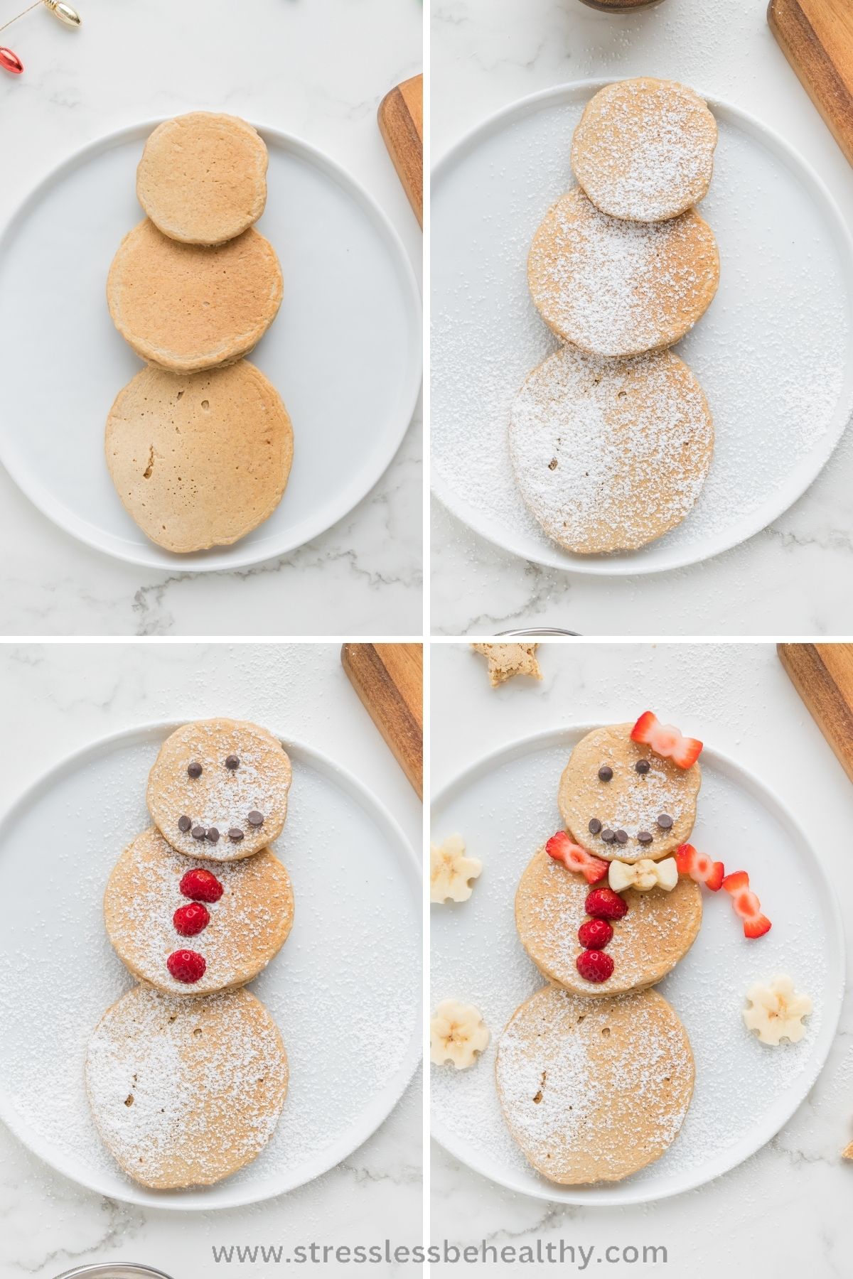 Easy Vegan Snowman Pancakes | Fun Christmas Breakfast Recipe